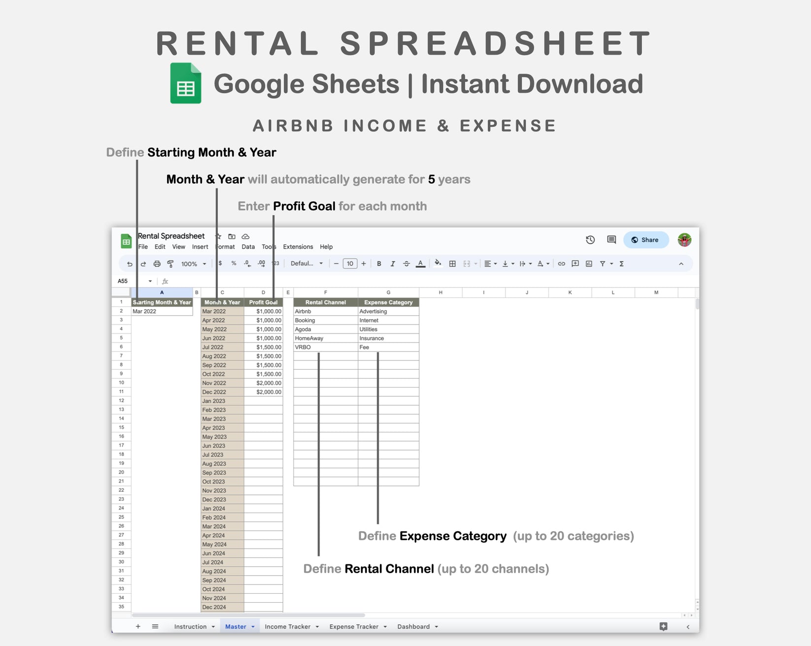 Google Sheets - Rental Spreadsheet - Earthy – kjunstudio