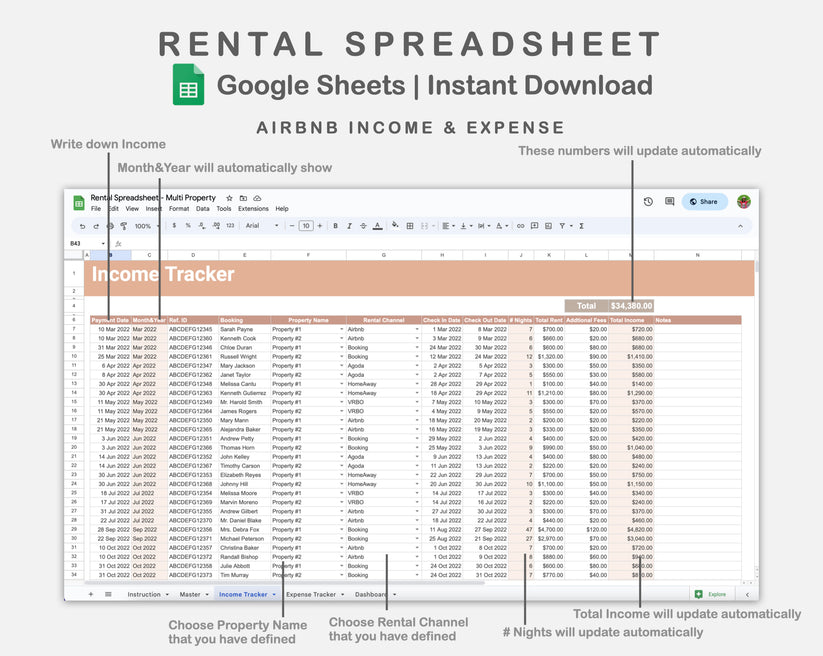 Google Sheets - Rental Spreadsheet - Multi Property - Neutral – kjunstudio