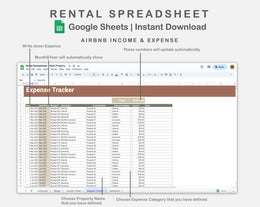 Google Sheets - Rental Spreadsheet - Multi Property - Earthy – kjunstudio