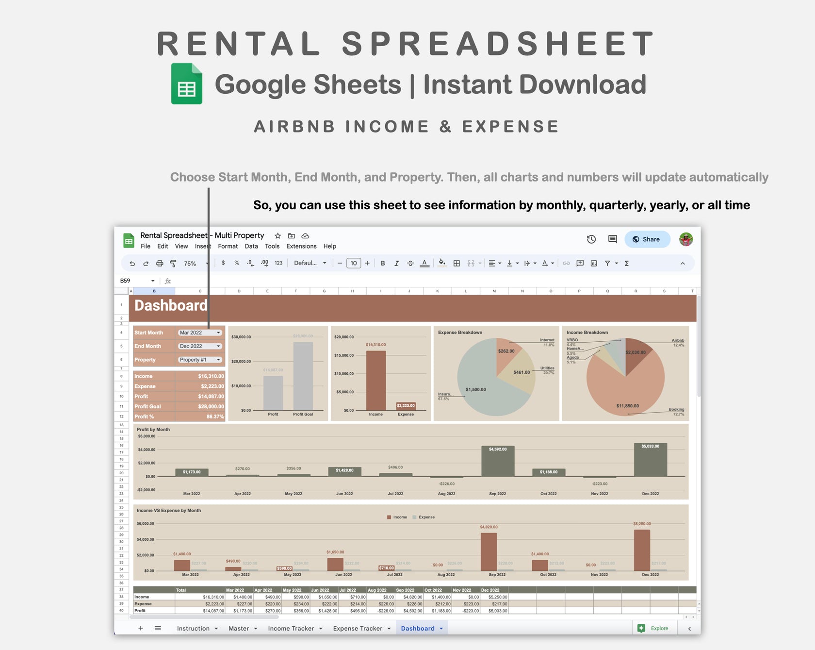 Google Sheets - Rental Spreadsheet - Multi Property - Earthy – kjunstudio