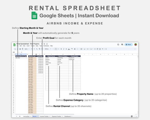 Google Sheets - Rental Spreadsheet - Multi Property - Sweet – kjunstudio
