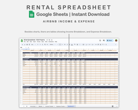 Google Sheets - Rental Spreadsheet - Multi Property - Sweet – kjunstudio