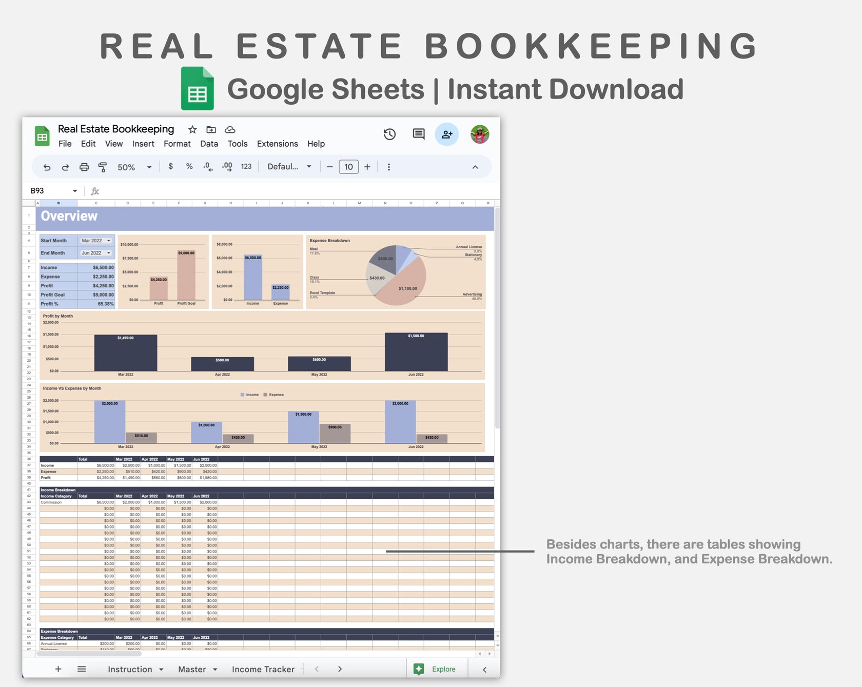 Google Sheets - Real Estate Bookkeeping - Sweet – kjunstudio