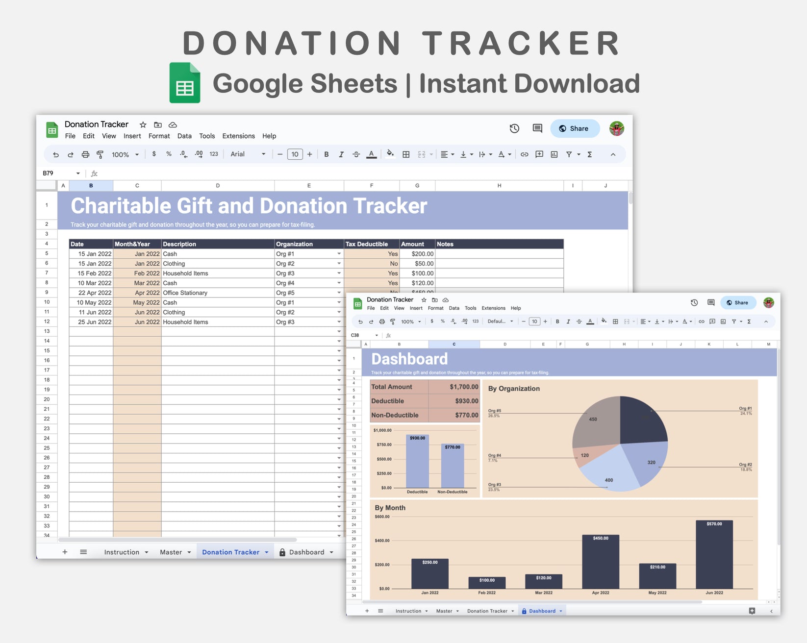 Google Sheets - Donation Tracker - Sweet – kjunstudio