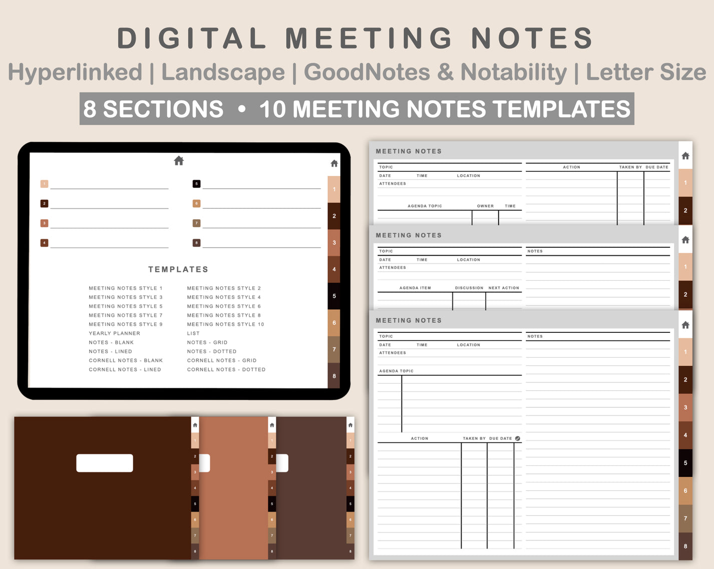Digital Meeting Notes - Landscape - Brown Coffee – kjunstudio