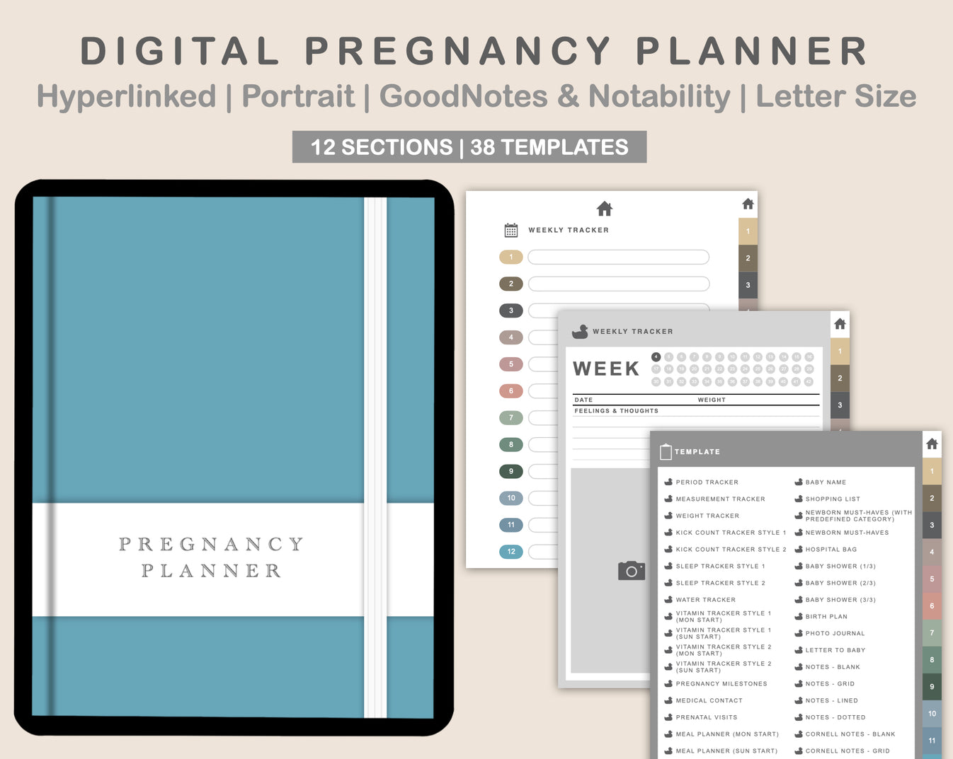 Digital Pregnancy Planner - Muted – kjunstudio