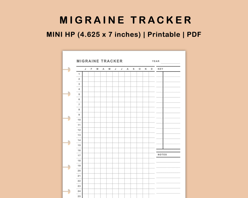 Mini Happy Planner Inserts - Migraine Tracker – kjunstudio