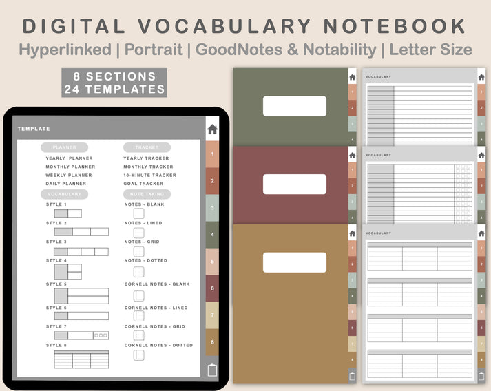Digital Vocabulary Notebook - Earthy – kjunstudio