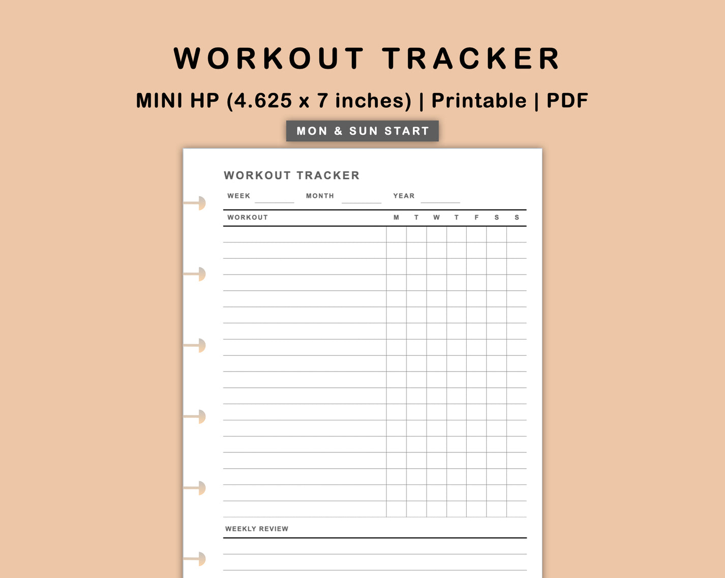 Mini Happy Planner Inserts - Workout Tracker – kjunstudio