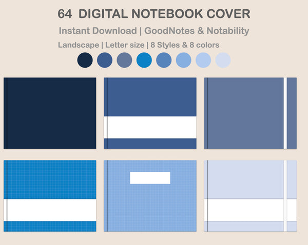 Digital Notebook Cover - Landscape - Classic Blue – kjunstudio