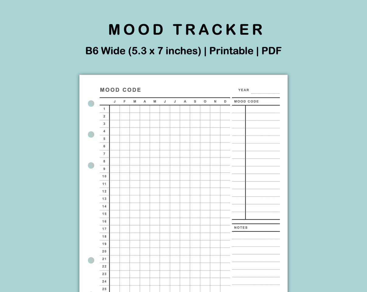 B6 Wide Inserts - Mood Tracker – kjunstudio