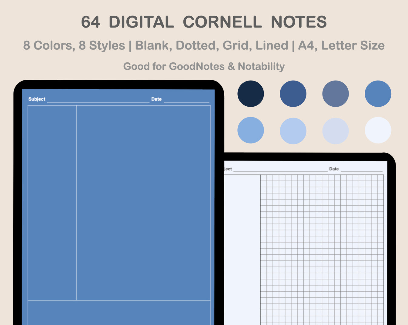 Digital Cornell Notes - Blue – kjunstudio