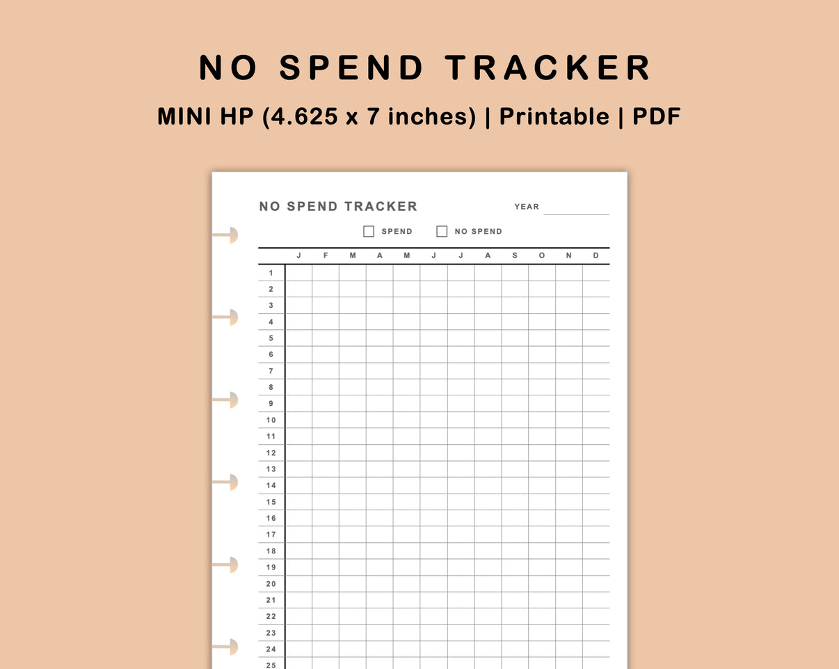 Mini Happy Planner Inserts - No Spend Tracker – kjunstudio