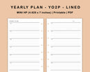 Mini Happy Planner Inserts - Yearly Plan - YO2P - Lined – kjunstudio