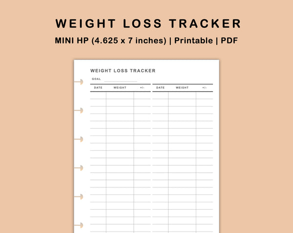 Mini Happy Planner Inserts - Weight Loss Tracker – kjunstudio