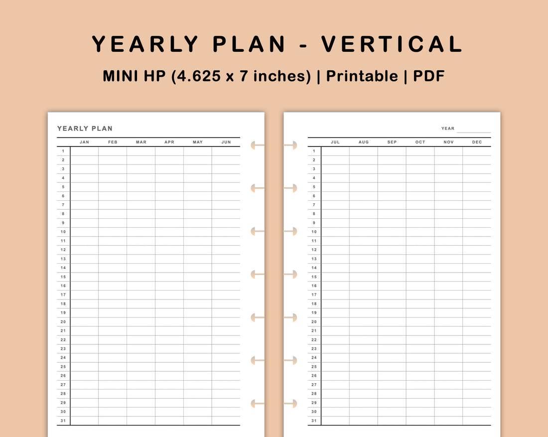 Mini Happy Planner Inserts - Yearly Plan - Vertical – kjunstudio