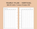 Mini Happy Planner Inserts - Yearly Plan - Vertical – kjunstudio