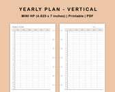 Mini Happy Planner Inserts - Yearly Plan - Vertical – kjunstudio