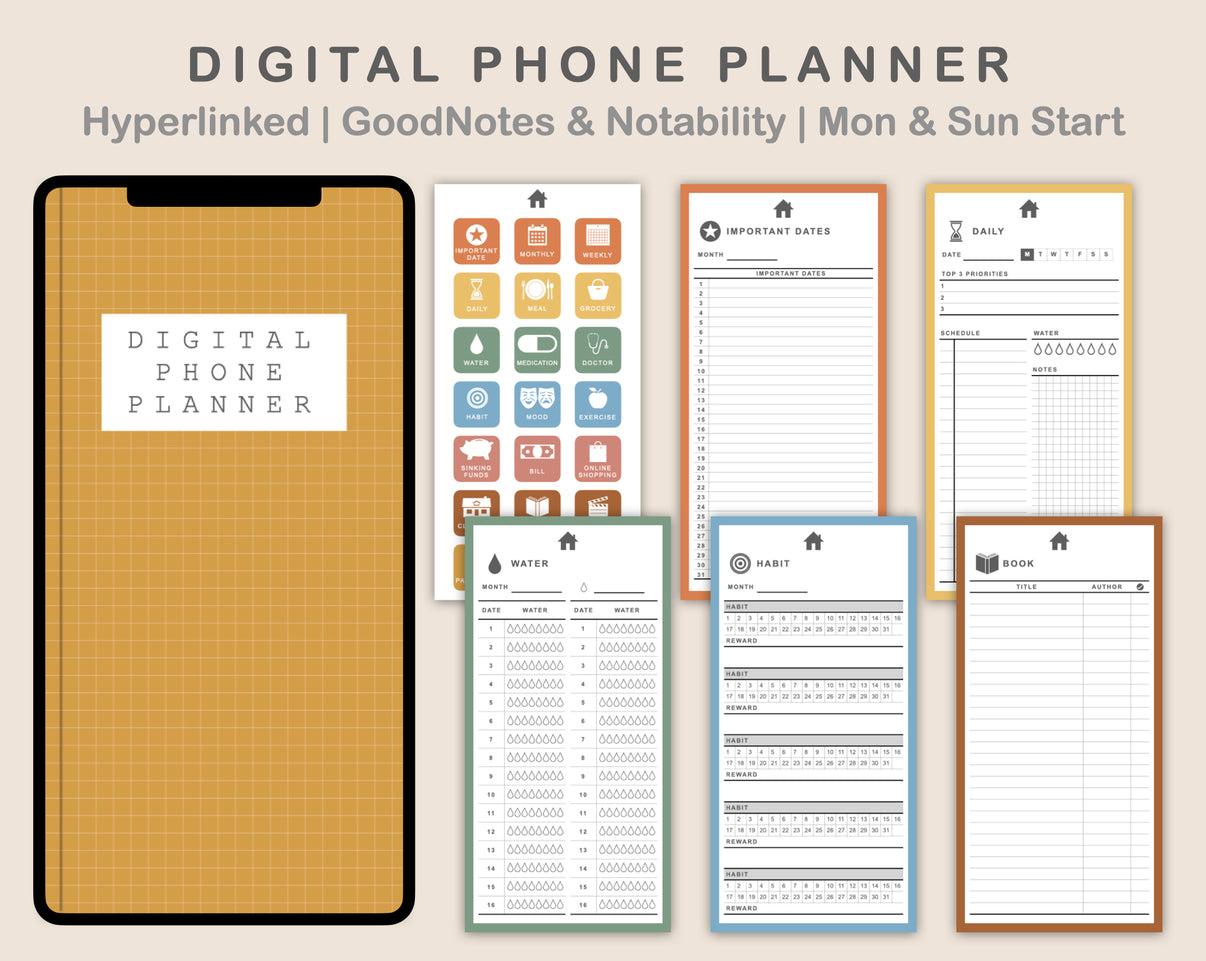 Digital Phone Planner - Boho – kjunstudio