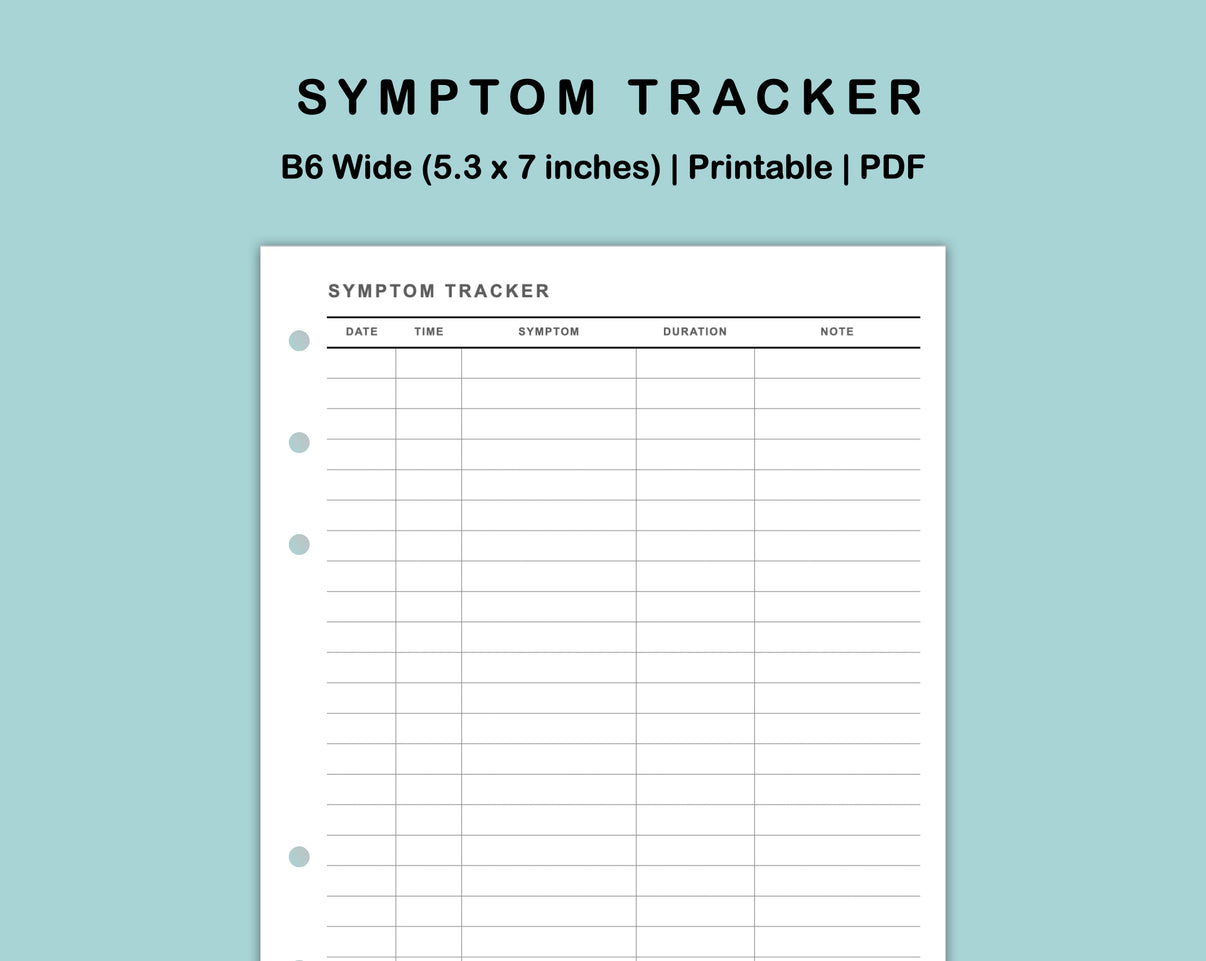 B6 Wide Inserts - Symptom Tracker – kjunstudio