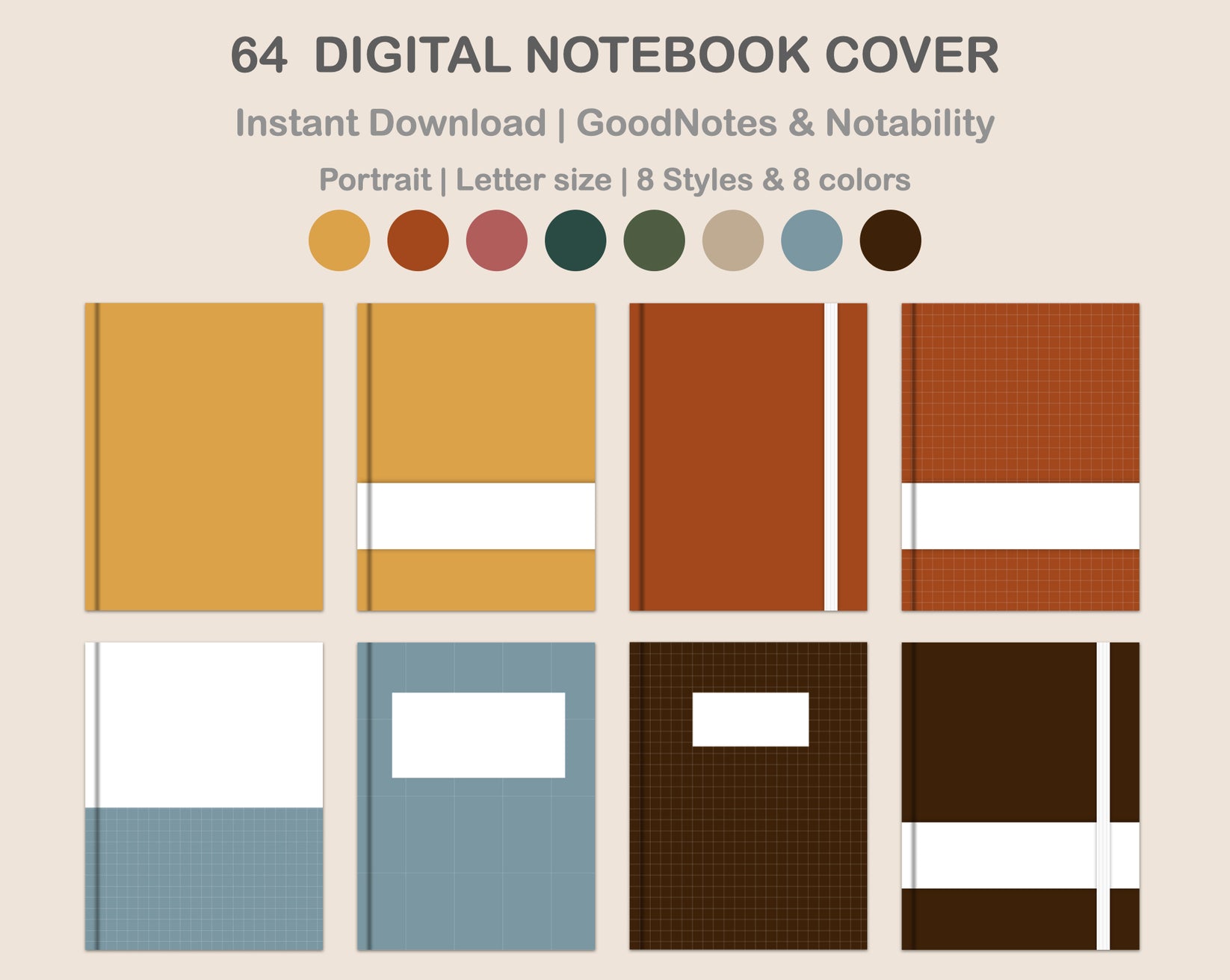 Digital Notebook Cover - Portrait - Retro – kjunstudio