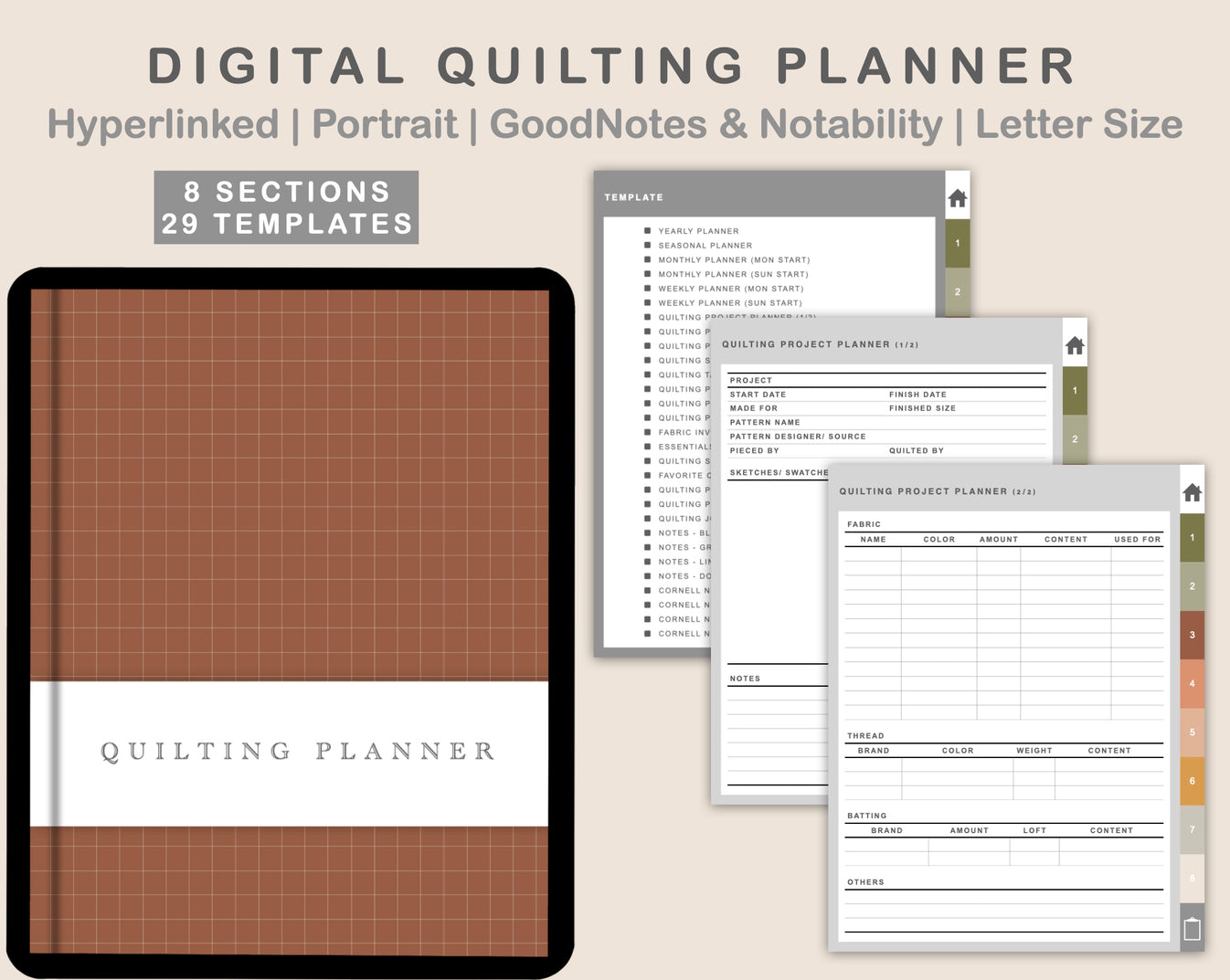 Digital Quilting Planner - Boho – kjunstudio