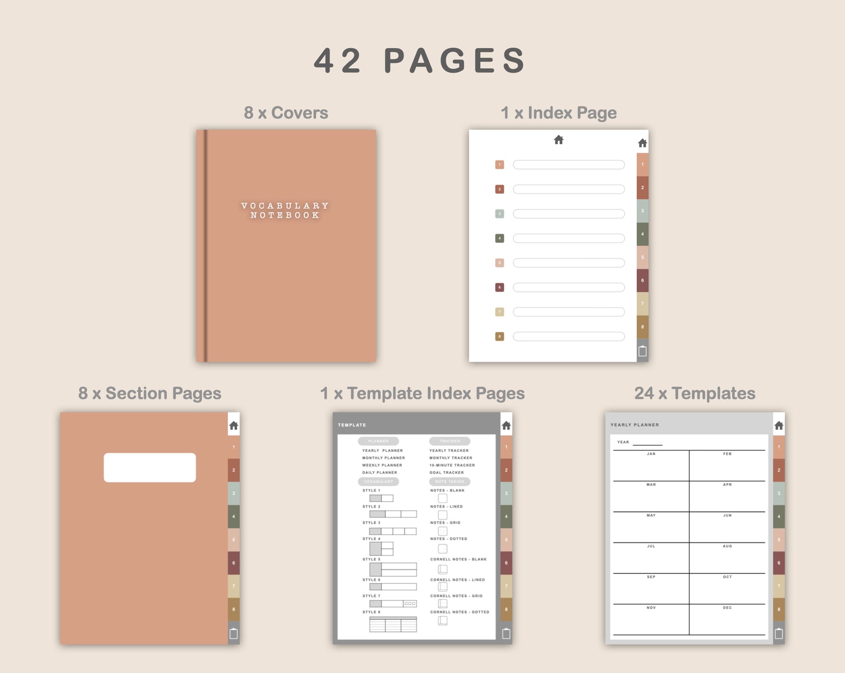 Digital Vocabulary Notebook - Earthy – kjunstudio
