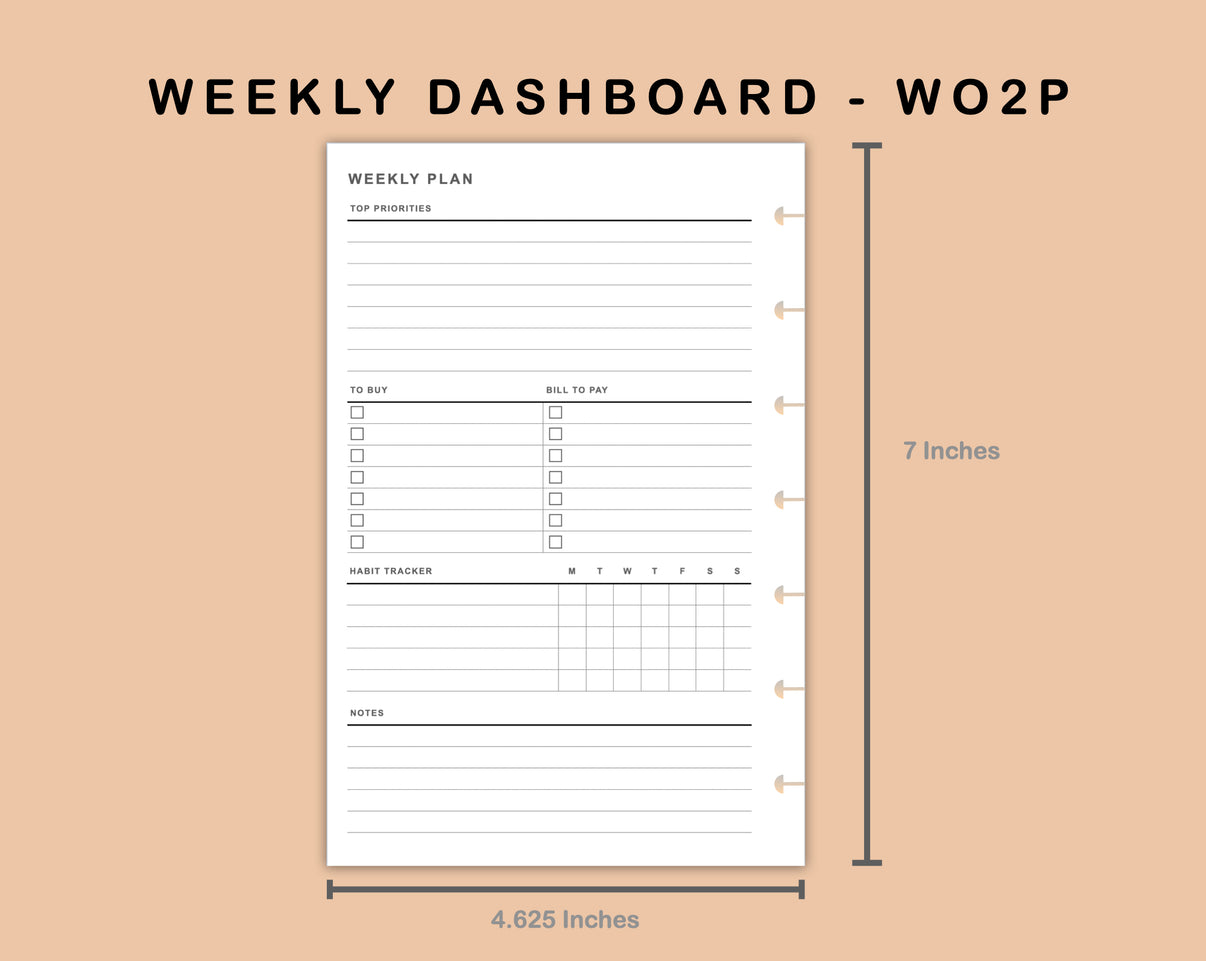 Mini Happy Planner Inserts - Weekly Dashboard – kjunstudio