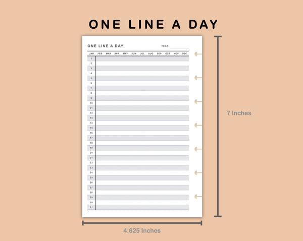 Mini Happy Planner Inserts - One Line A Day – kjunstudio