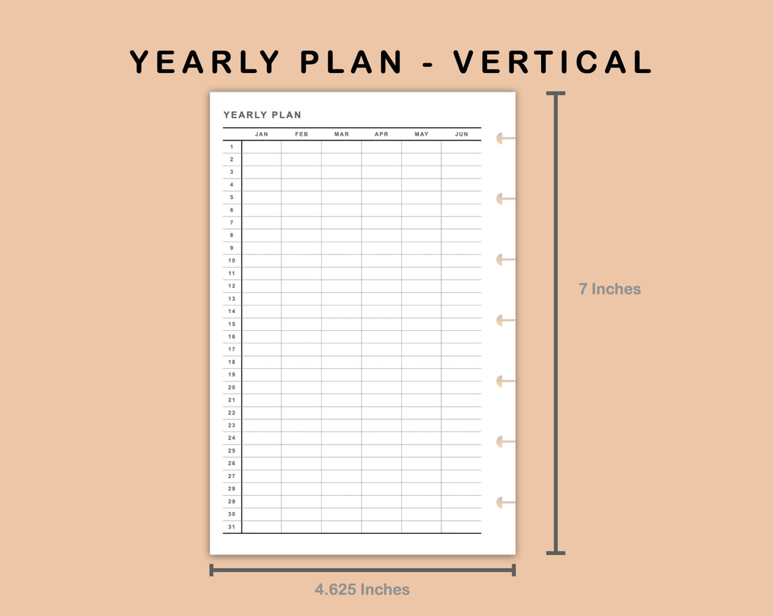 Mini Happy Planner Inserts - Yearly Plan - Vertical – kjunstudio