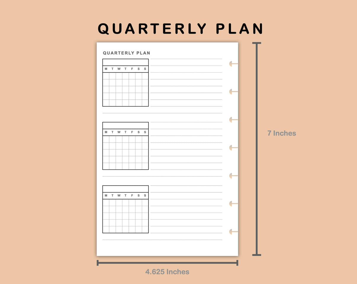 Mini Happy Planner Inserts - Quarterly Plan with Calendar – kjunstudio