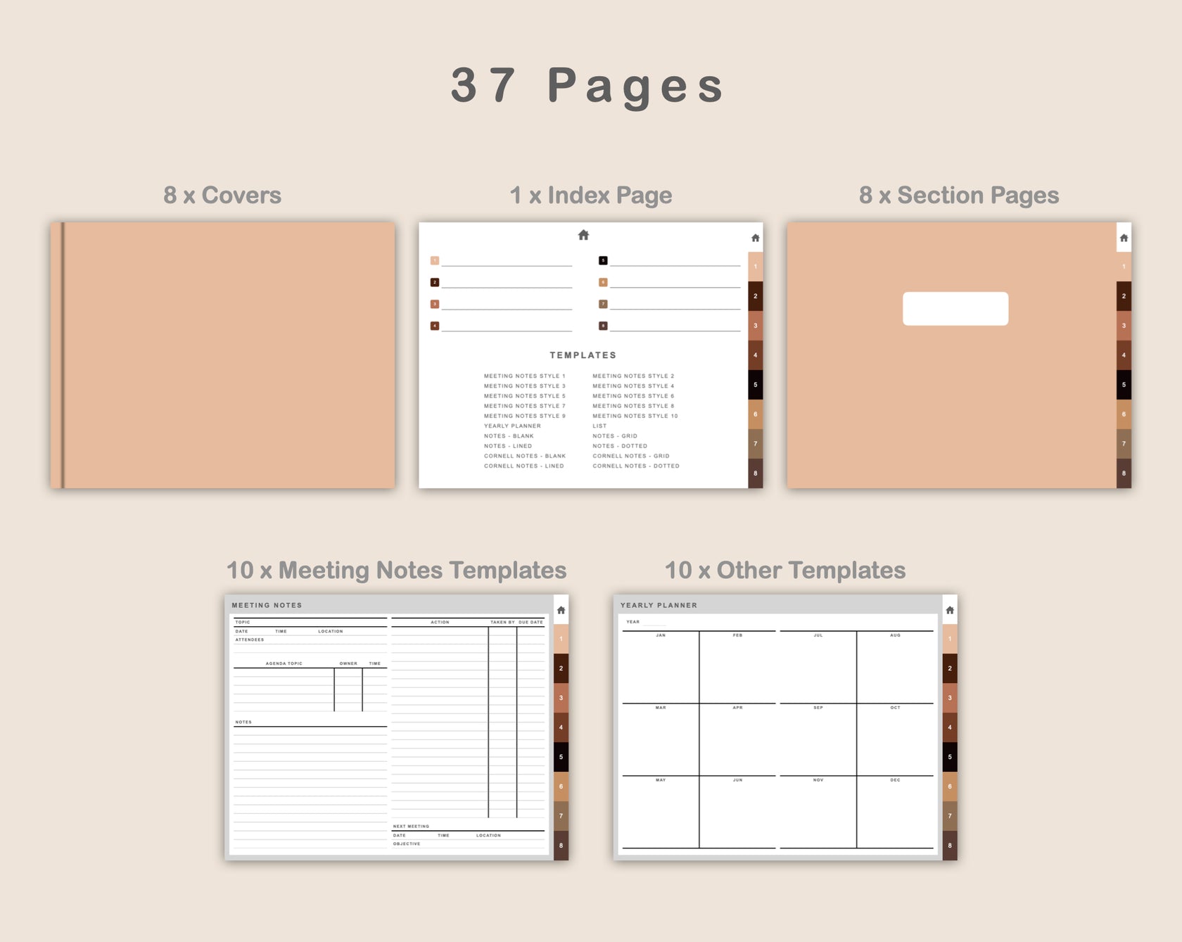 Digital Meeting Notes - Landscape - Brown Coffee – kjunstudio