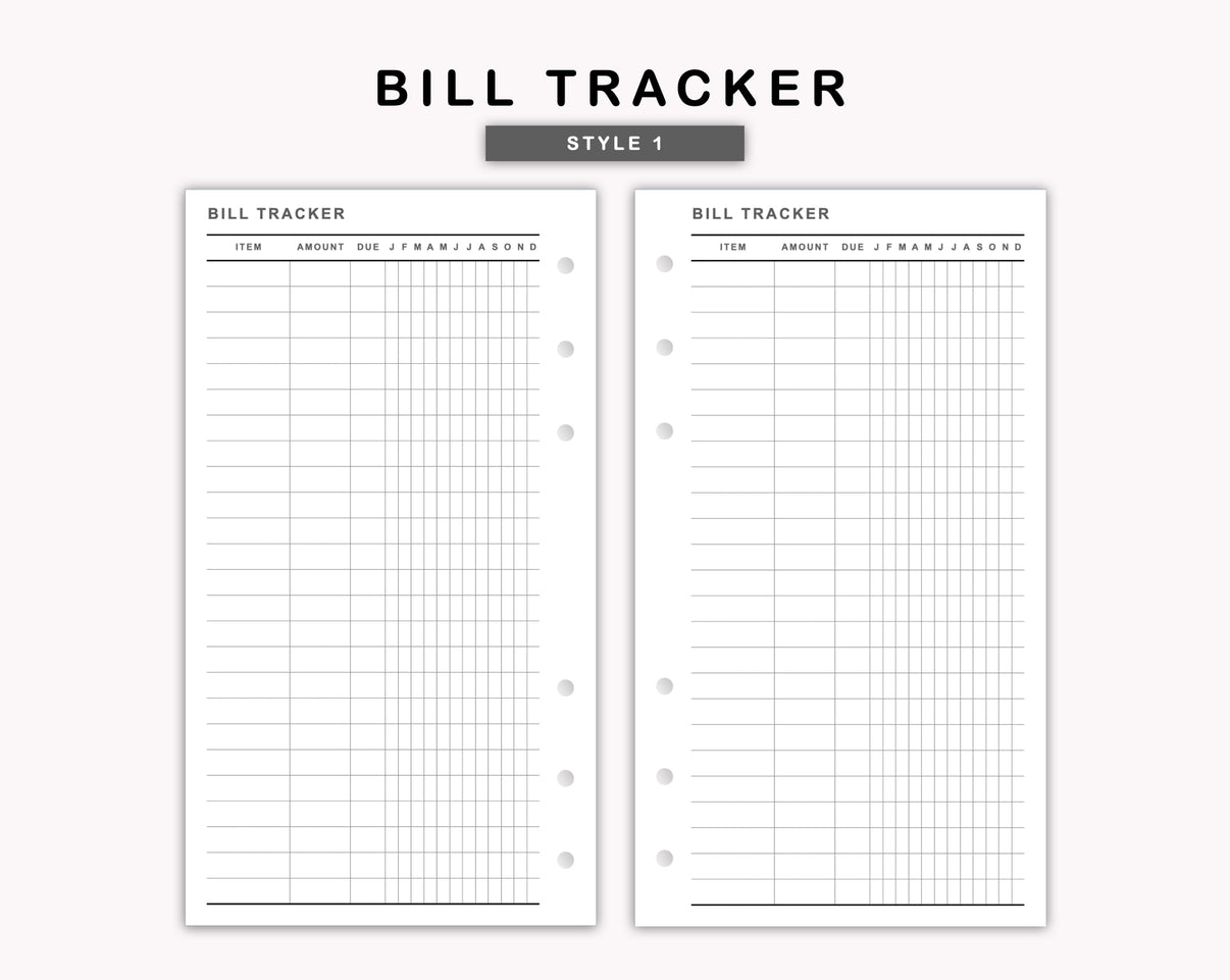 Personal Inserts - Bill Tracker – kjunstudio