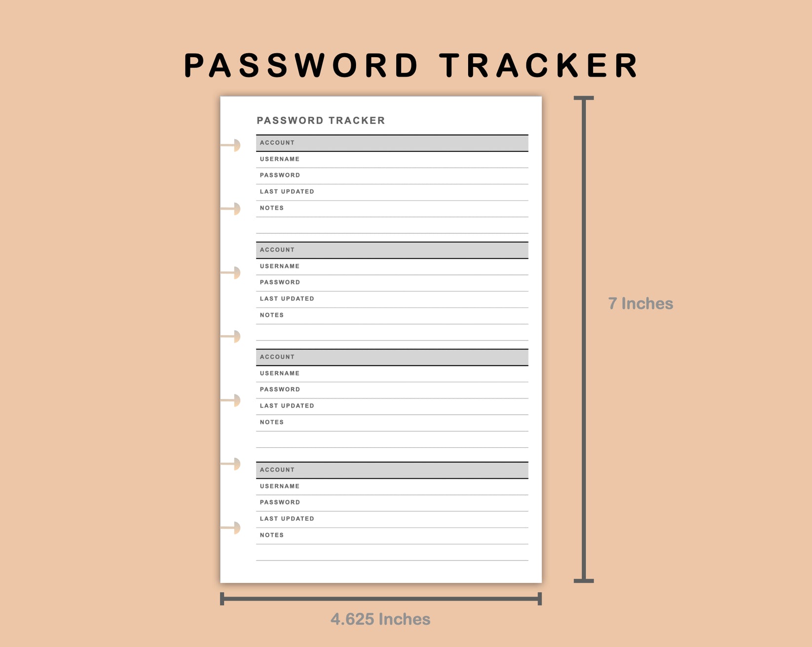 Mini Happy Planner Inserts - Password Tracker – kjunstudio