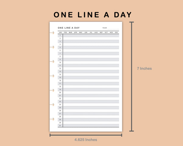 Mini Happy Planner Inserts - One Line A Day – kjunstudio