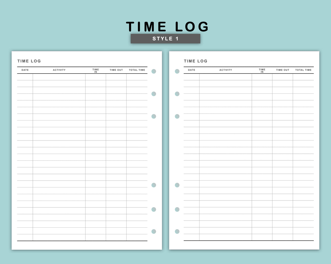 B6 Wide Inserts - Time Log – kjunstudio
