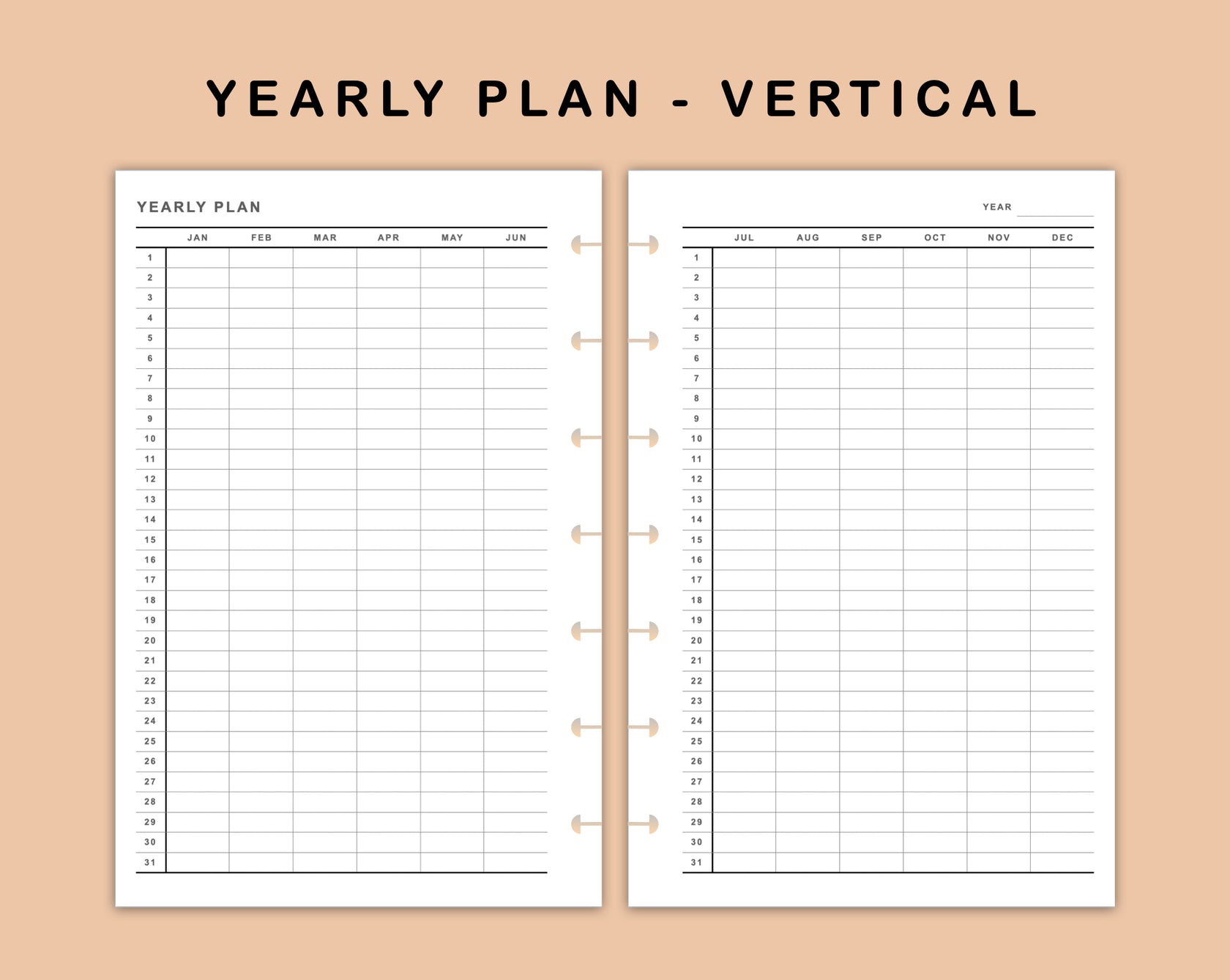 Mini Happy Planner Inserts - Yearly Plan - Vertical – kjunstudio