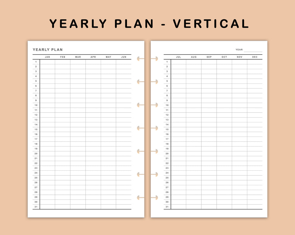 Mini Happy Planner Inserts - Yearly Plan - Vertical – kjunstudio
