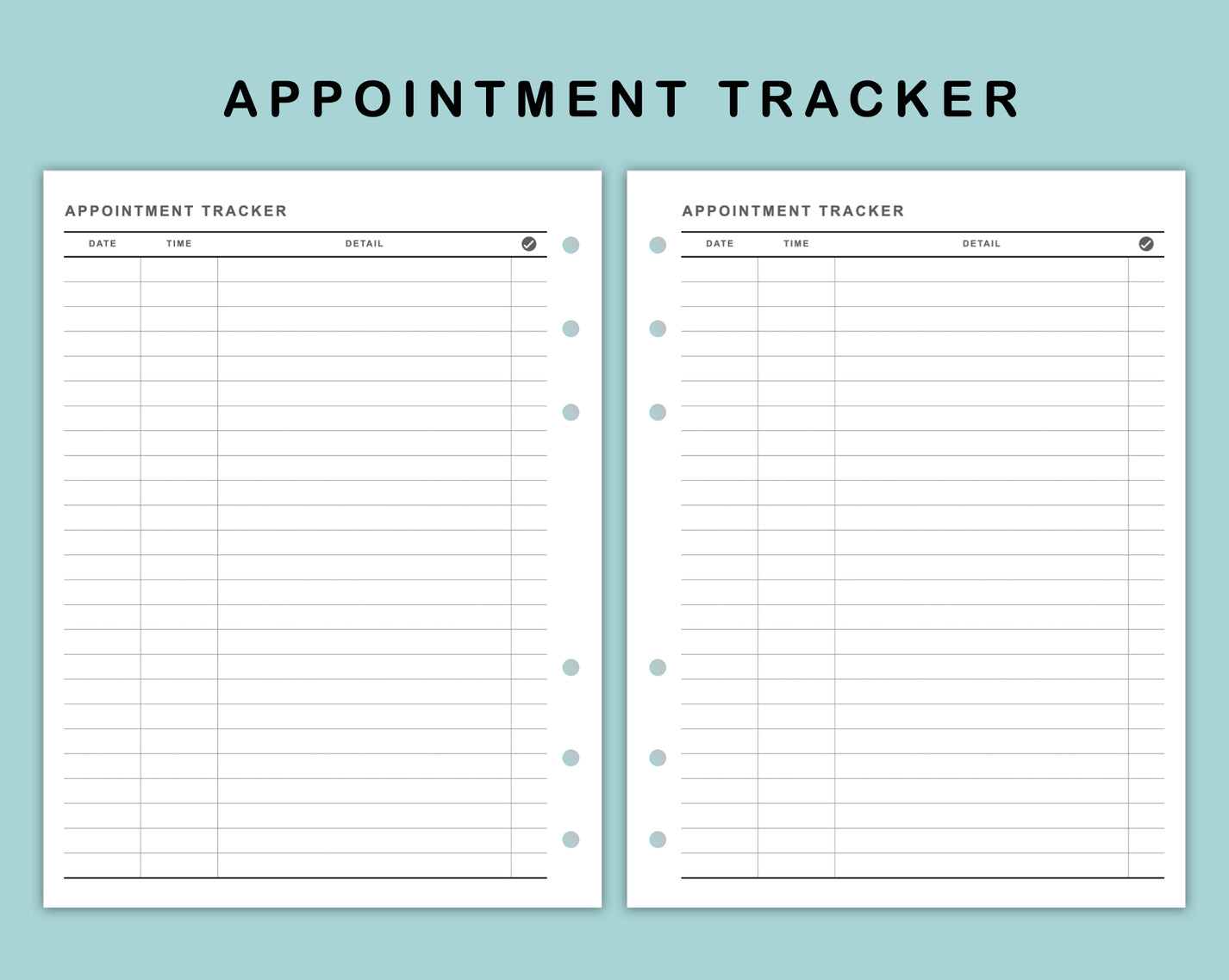 B6 Wide Inserts - Appointment Tracker – kjunstudio