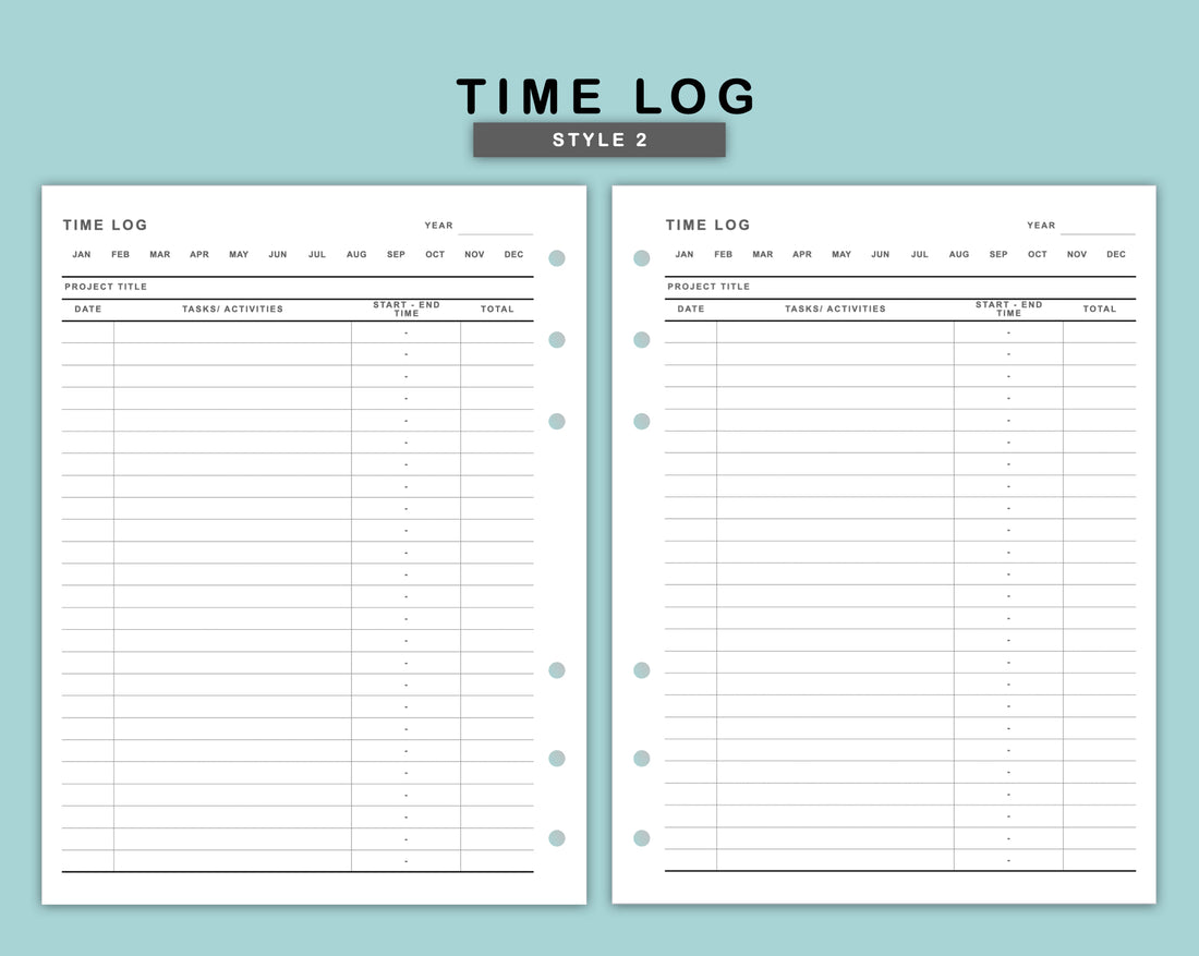 B6 Wide Inserts - Time Log – kjunstudio