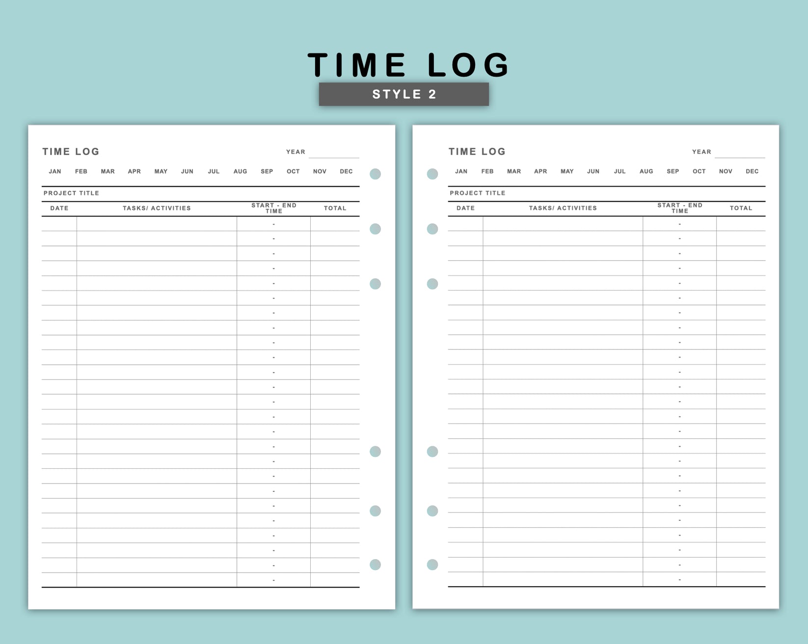B6 Wide Inserts - Time Log – kjunstudio