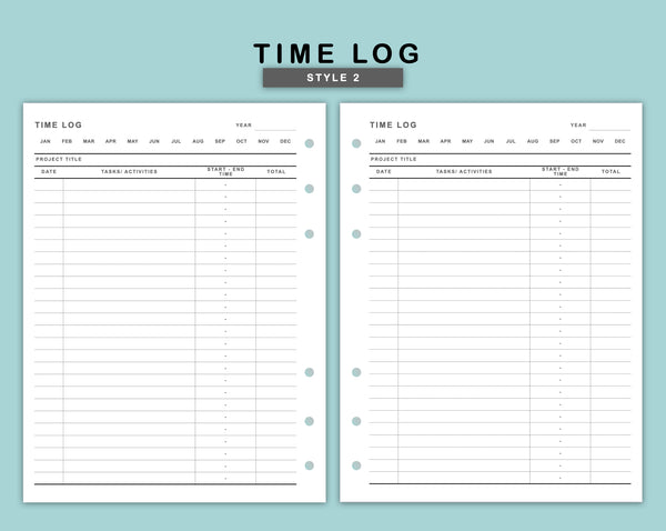 B6 Wide Inserts - Time Log – kjunstudio