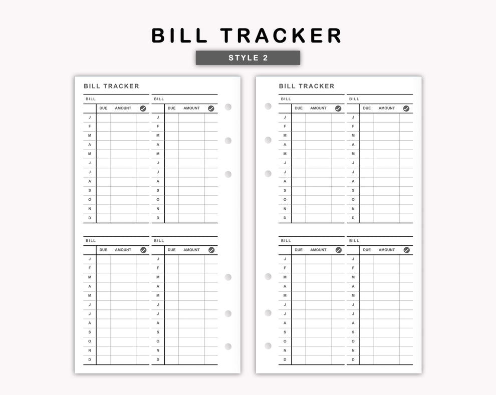 Personal Inserts - Bill Tracker – kjunstudio