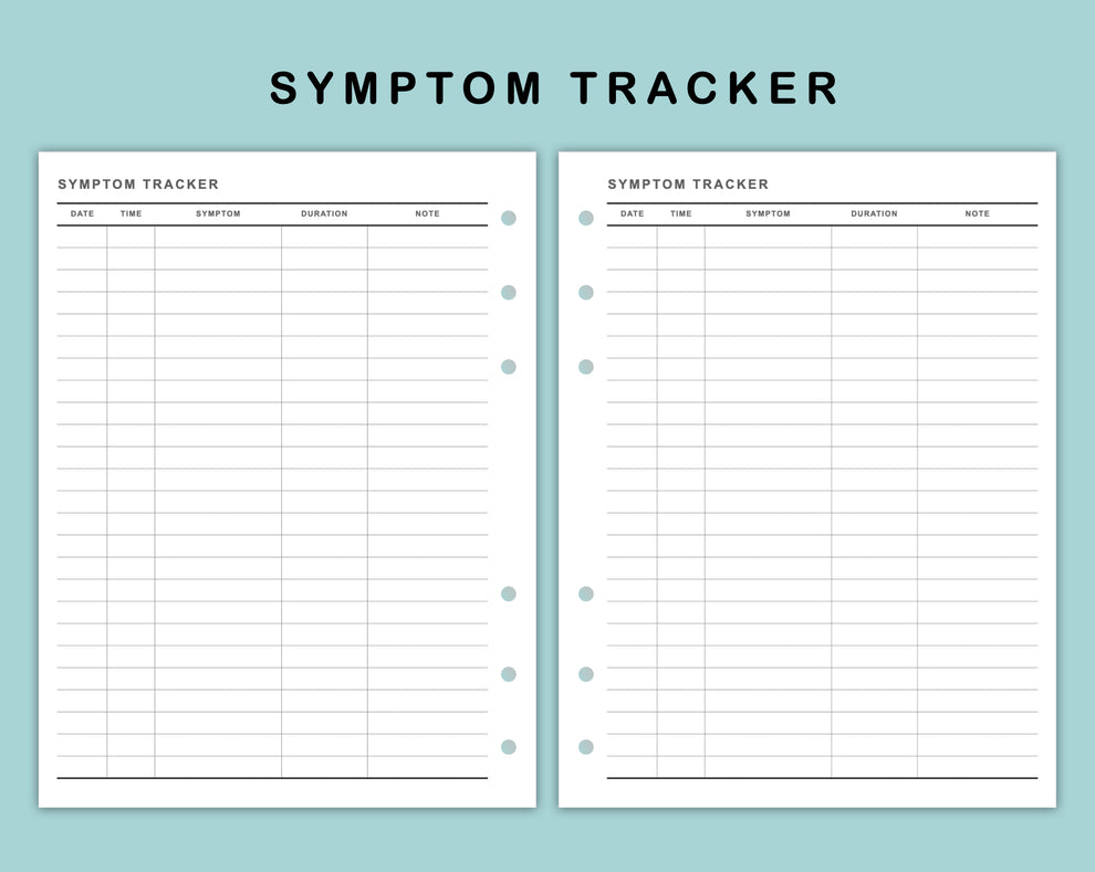 B6 Wide Inserts - Symptom Tracker – kjunstudio