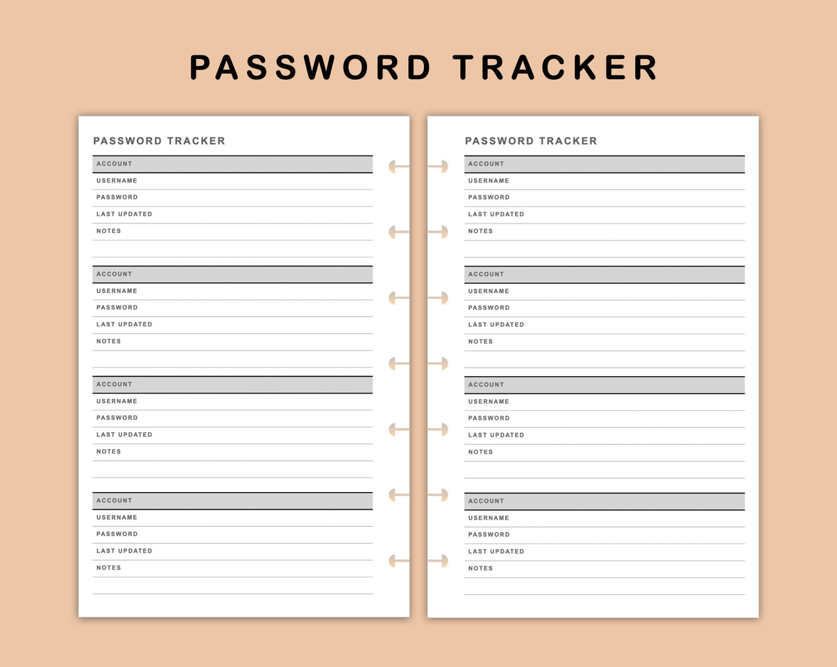 Mini Happy Planner Inserts - Password Tracker – kjunstudio