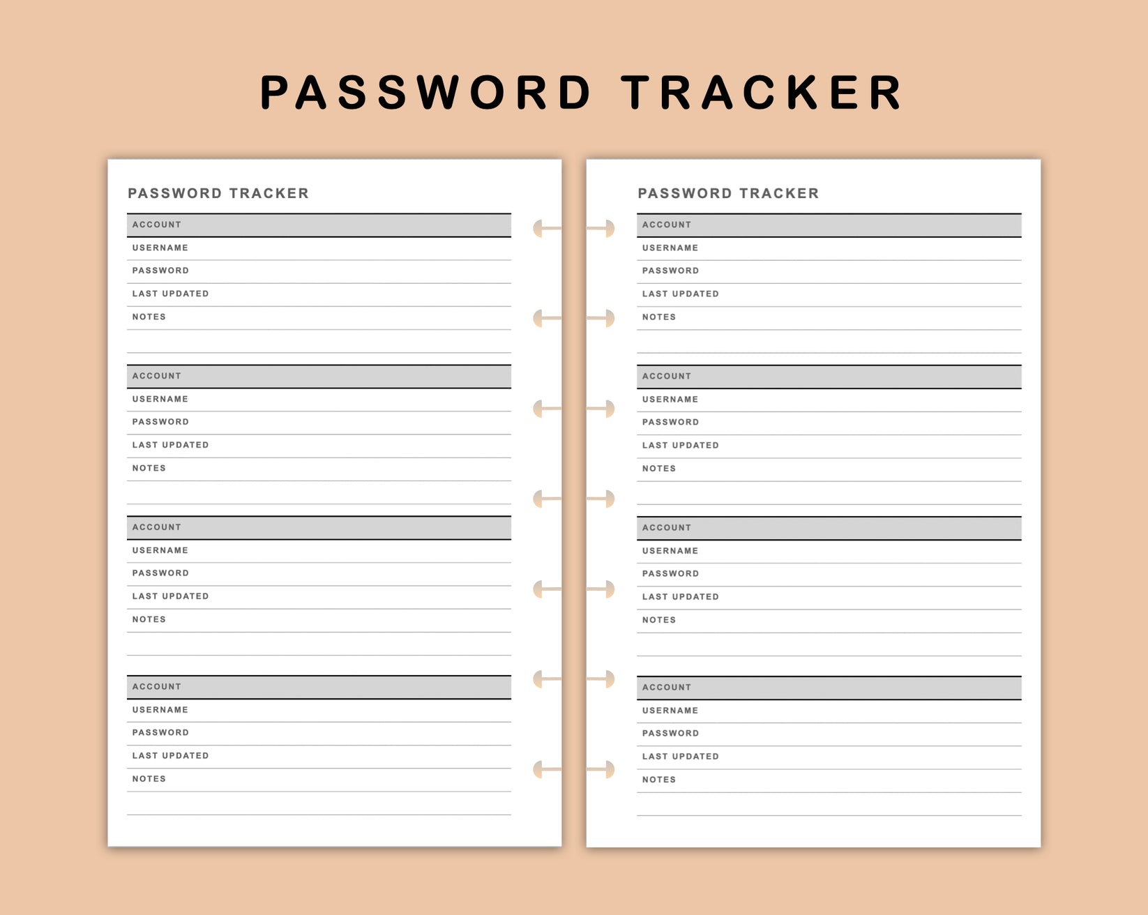 Mini Happy Planner Inserts - Password Tracker – kjunstudio