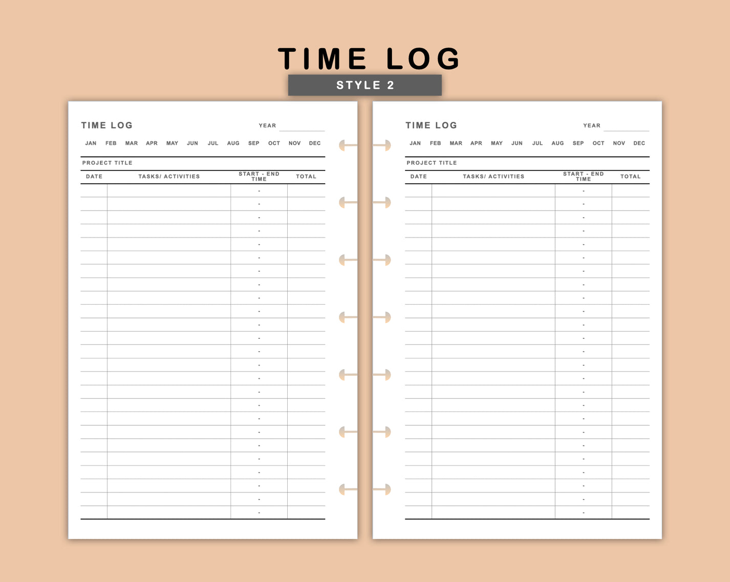 Mini Happy Planner Inserts - Time Log – kjunstudio