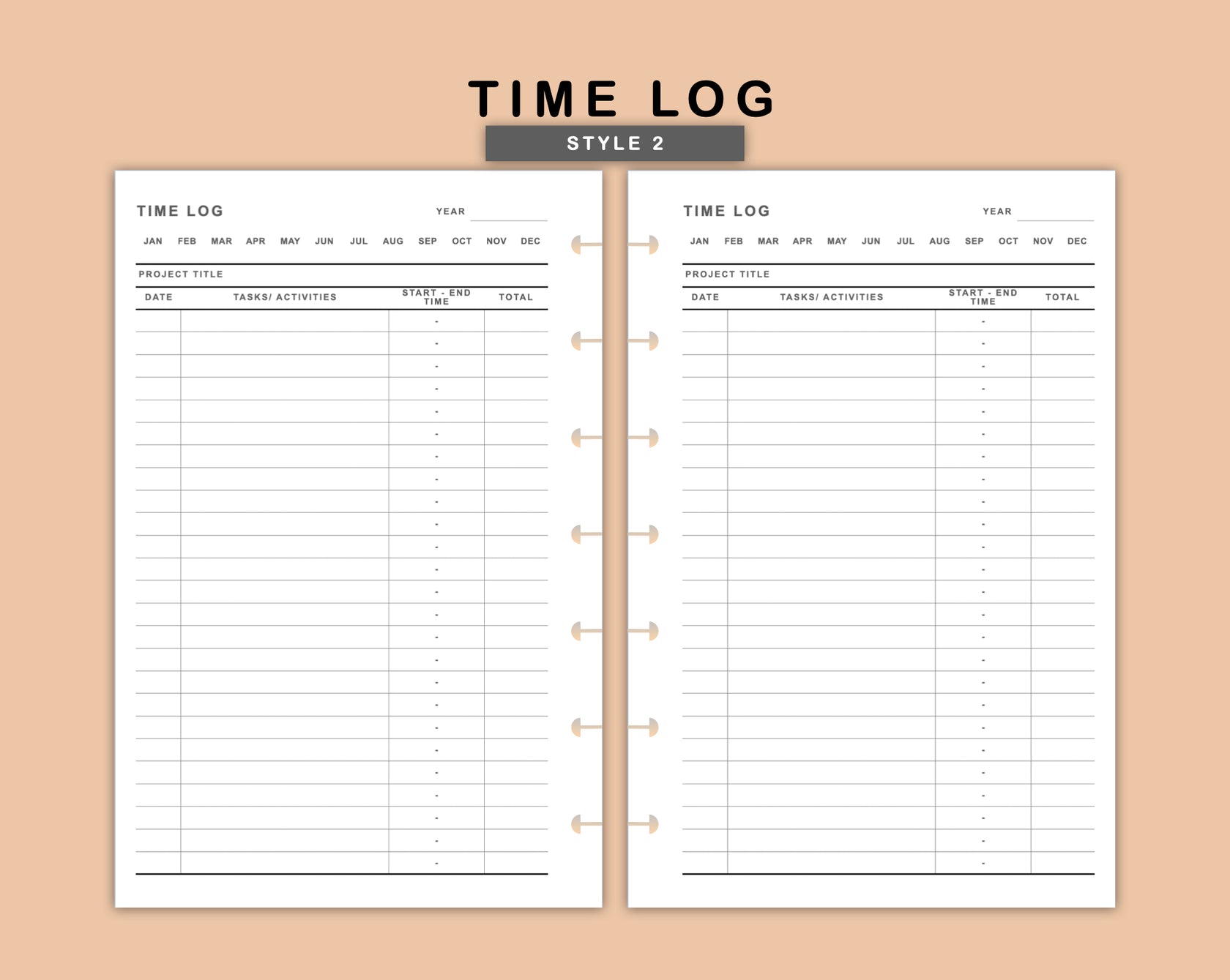 Mini Happy Planner Inserts - Time Log – kjunstudio