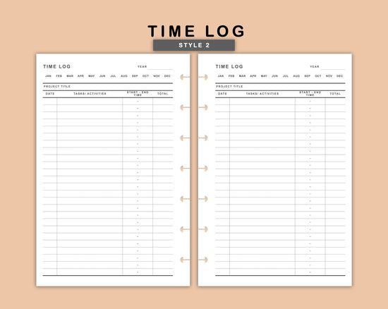 Mini Happy Planner Inserts - Time Log – kjunstudio