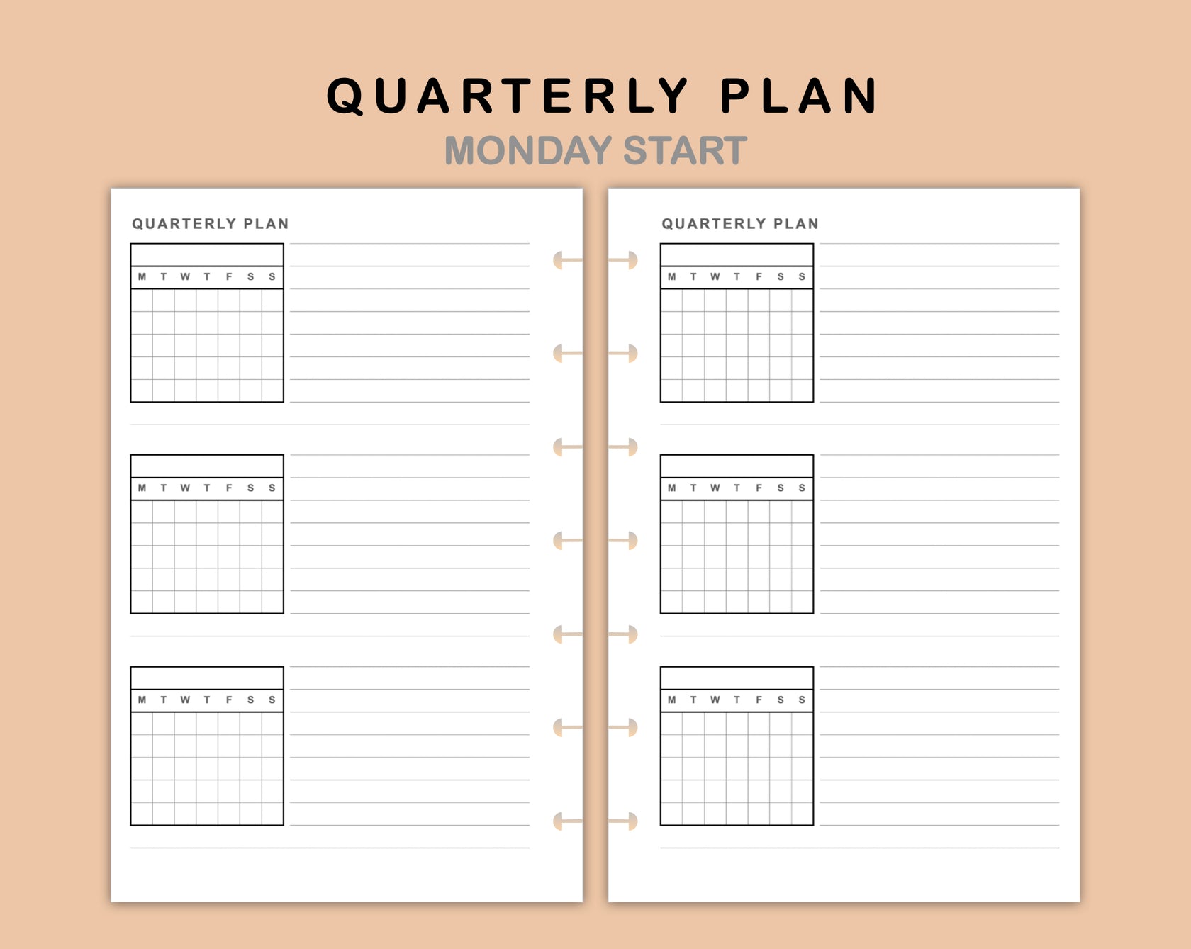 Mini Happy Planner Inserts - Quarterly Plan with Calendar – kjunstudio